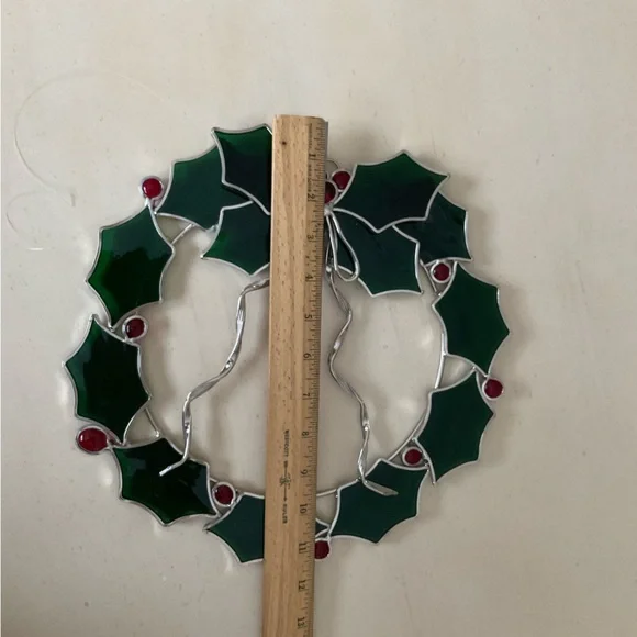 Stained Glass Holly Wreath